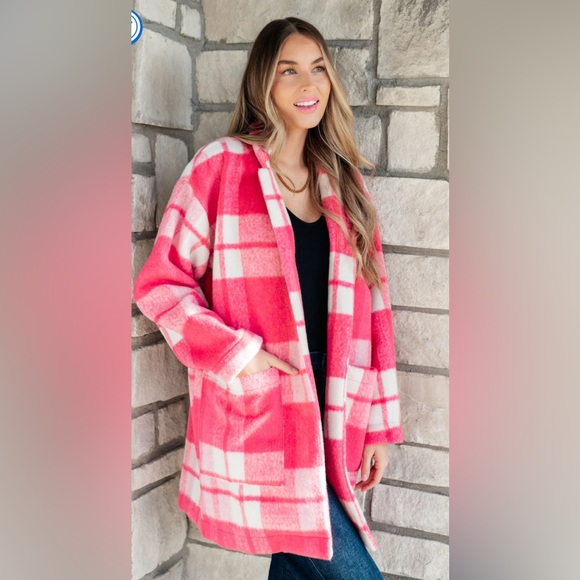 DAVI & DANI | Jackets & Coats | Davi Dani Passion In Plaid Pink Coat ...